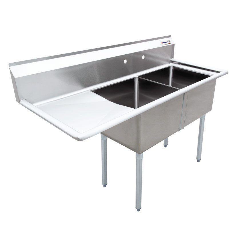 Omcan 25267 Two Compartment Corner Drain Pot Sink Left Drainboard ...