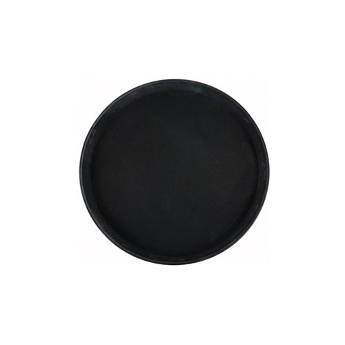 Winco TRH-14K 14" Easy Hold Round Black Rubber Lined Plastic Tray ...